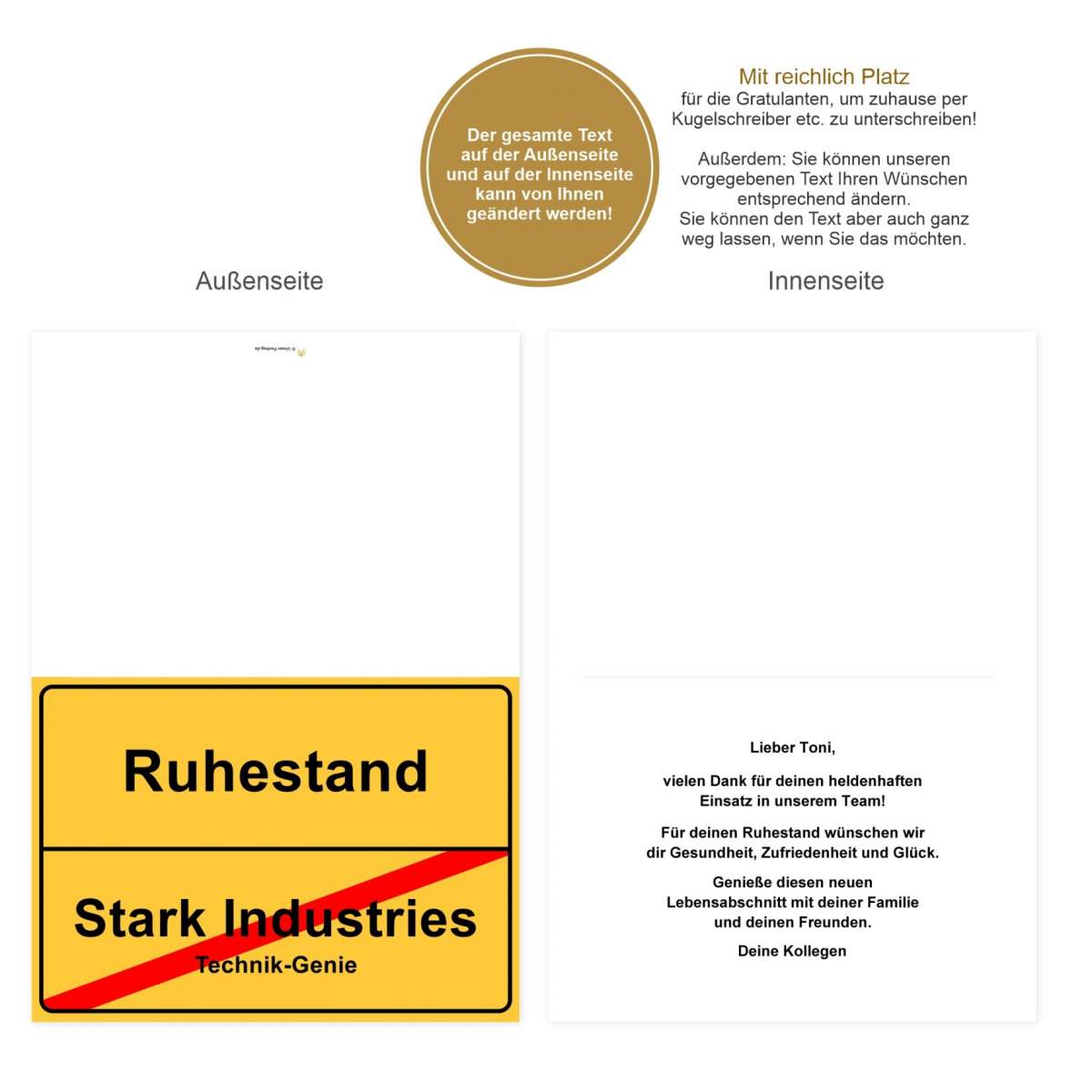 Tolle XXL Glückwunschkarte zur Rente mit Wunschtext. | Unser-Festtag